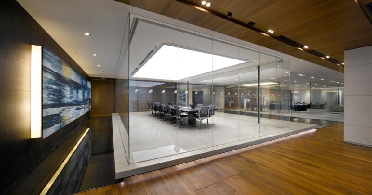 This office amazingly has a floating conference room rising out of ...